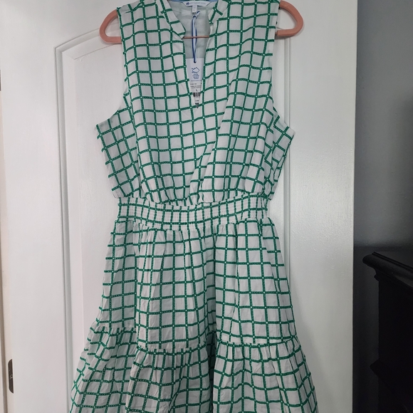 Southern Tide | Dresses | Southern Tide Green And White Grid Midi Dress ...
